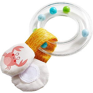 HABA Marine World Fabric Baby Toy Rattle with Removable Plastic Teething Ring