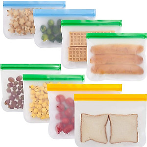 Leak-Proof Zip-Lock Bags | Storage Bags for Fruits, Vegetables, and Meat | Reusable Zip Lock Bags | Silicone Food Storage Bags | Zipper Bag | Set of 6 Bags (2 Small, 2 Medium, and 2 Large)