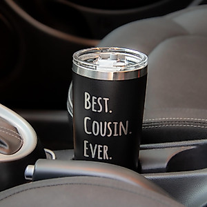 JENVIO Cousin Gifts | Best Cousin Ever | Stainless Steel Tumbler with Two Lids Straws and Gift Box | Unique Favorite Mug for Women Men | Female Birthday Valentine's Day