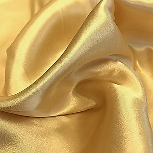 Satin Fabric | 2, 5, 10 Yards | Charmeuse Satin | 60" Wide | Silky & Shiny | Decoration, Fashion Crafts (Rich Gold, 2 Yards)