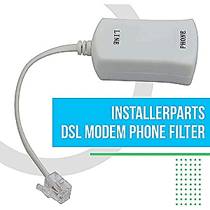 InstallerParts DSL Modem Phone Filter - for Interference Elimination and Static Noise Blocker | for Answering Machine, Fax Machine, Telephones Landline Cordless | 2 Pack, White DSL Phone Filter