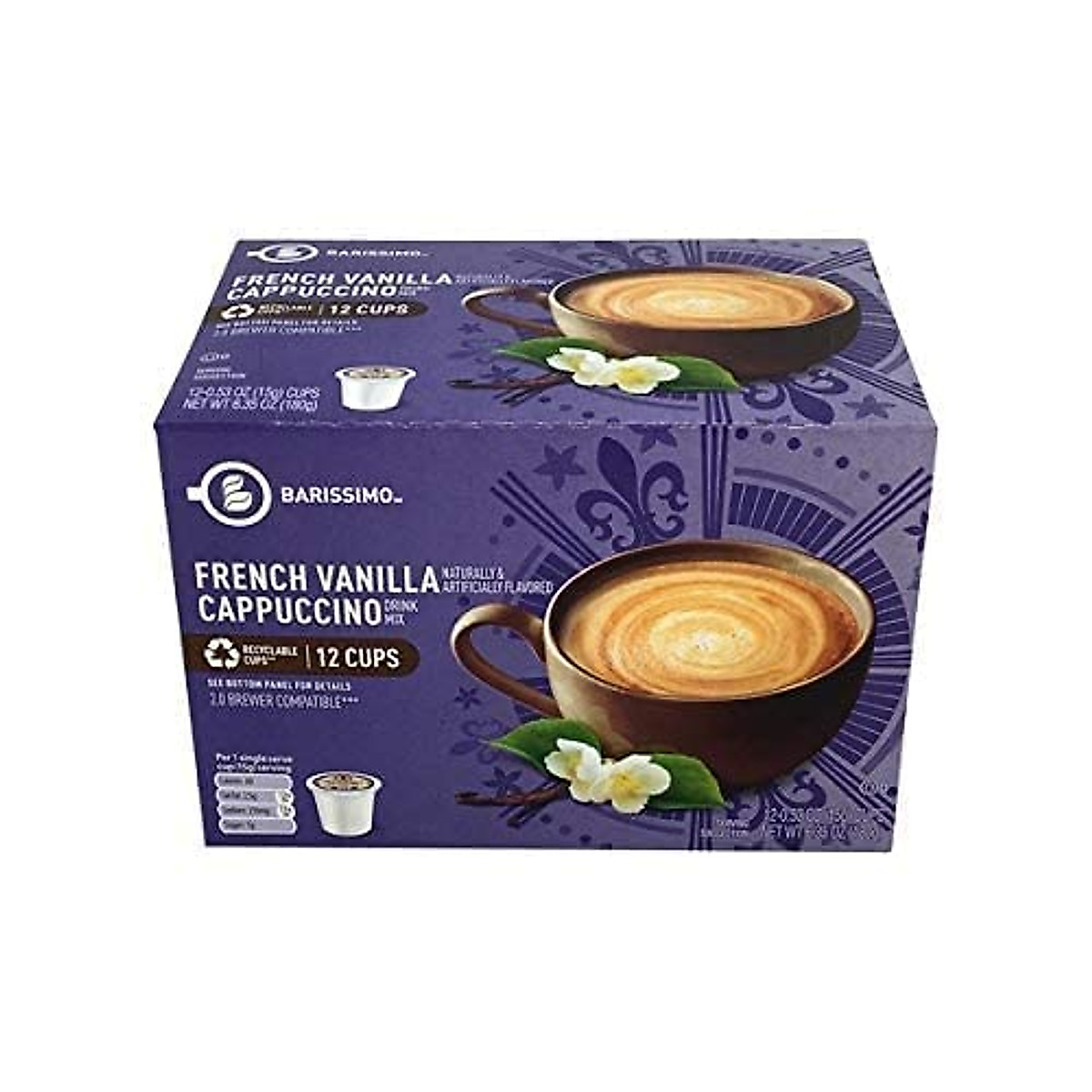 Barissimo Cappuccino Coffee Cocoa Pods 2 Pack K-Cup Compatible (Caramel Cappuccino And French Vanilla Cappuccino)
