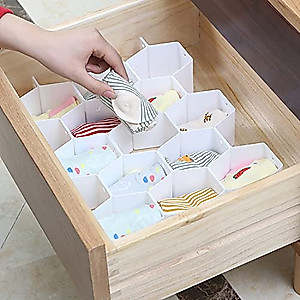 16Pcs Plastic Grid Dresser Dividers Adjustable Drawer Organizer Divider Honeycomb Separator White Storage Drawers Divider for Socks Underwear Makeup Clothes