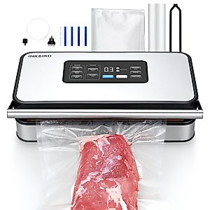 INKBIRD Vacuum Sealer Machine with 160W Double Pump, Full Automoatic Pro Vacuum Sealer for Food Preservation with Liquid/Moist/Dry Food, Food Sealer with Removable Drip Tray, Roll Storage and Cutter