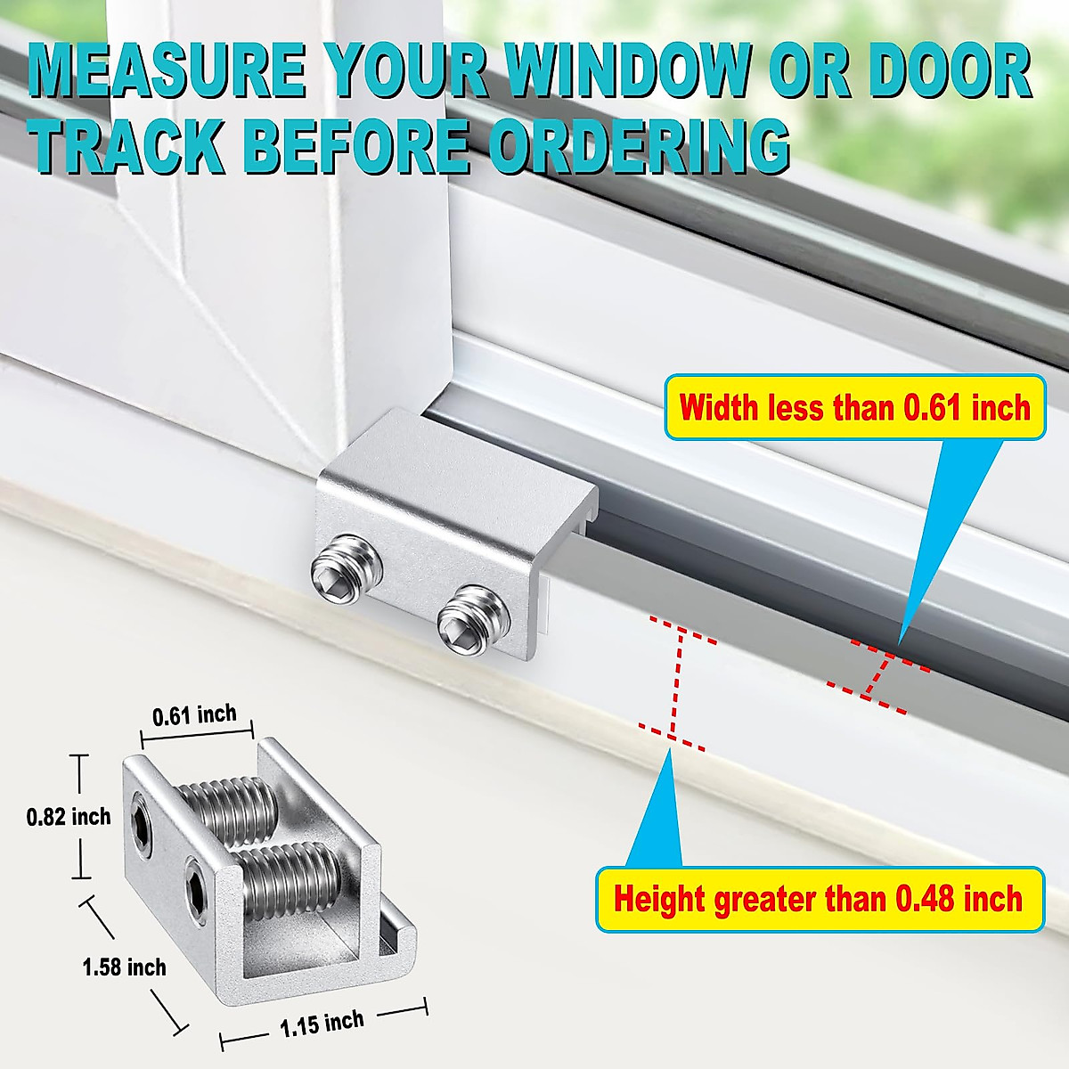 Sliding Window Locks (4 Sets), Security Window Locks with Keys, Adjustable Aluminum Sliding Window Stops, Easy Installation Without Drilling, for Vertical and Horizontal Sliding Windows (Silver)
