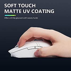 DeLUX M800PRO Wireless Gaming Mouse, Rechargeable Lightweight Computer Mouse, with PAW3395 Sensor 26000DPI, Tri-Mode, Huano Pink Switches, Matt UV Coating (White)