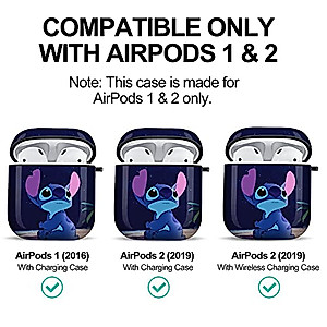 Airpods Case Designed for Apple AirPods 2 & 1,Full Protective Case Cover with Keychain and Lanyard, Shockproof Anti Case for Airpods Charging Case (Looking up to Stitch)