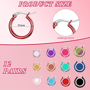 Sanfenly 12 Pairs Stainless Steel Hoop Earrings Small Hoop Earrings for Women Hypoallergenic Multi Colored Silver Gold Plated Hoop Earrings Set (10mm,12mm,15mm,20mm)