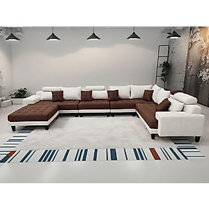 Stendmar Reversible Multifunction 5pc 2-Tone Microfiber Big Sectional Couch Sofa S150DNE