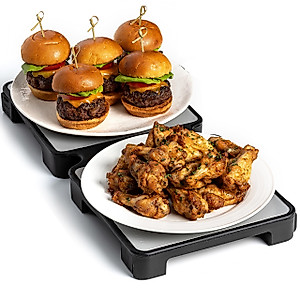 HotMat Connect Food Warmer Tray - Foldable with Silicone and Adjustable Temperature - Modular Compact Warming Plate for Home Dinners, Parties and Buffets - Black, 2-Dish (1-Pack)