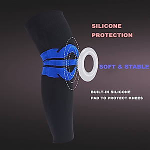 SVDpirit Professional Knee Brace Compression Sleeves(1pc) Full Leg Sleeves For Men Women Patella Gel Pads & Side Stabilizers 1007