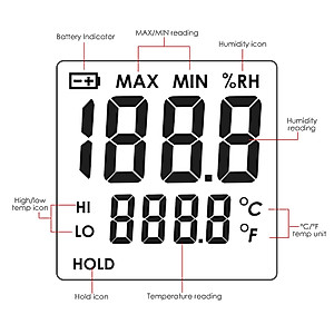 Handheld Digital Humidity & Temperature Meter 0~100% RH/ -30~70°C (-22~158°F) LCD Display Backlight Moisture Thermo Hygrometer Thermometer Small Tester Gauge for Home Kitchen Indoor Outdoor