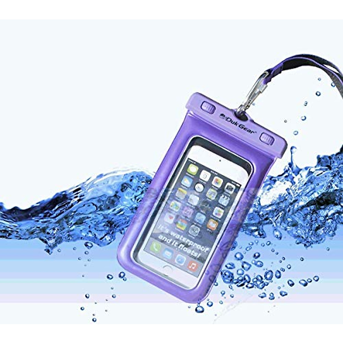 Duk Gear Universal 100% Waterproof Floating Underwater Cell Phone Case, Pouch, Dry Bag for iPhone, Android, Google, Touch-Screen Friendly, for Pool Beach Kayaking Travel (Purple)