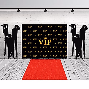 6.5 x 5 ft VIP Photography Backdrop Red Carpet Backdrop Film Movie Banner Paparazzi Props Party Accessory and Runner Red Carpet Runner 2.6 x 15 ft with Carpet Tape for Theme Party Decorations