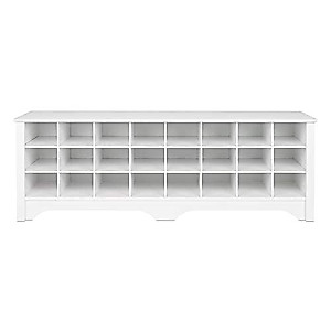 Prepac 24 Shoe Cubby Wide Hall Bench, 15.5" D x 60" W x 20.25" H, White