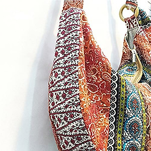 jinghuiyue Bohemian Hippie Crossbody Bag Purse Zip Hobo Sling Bag Handmade Thai Top Messenger Bags (256-511)