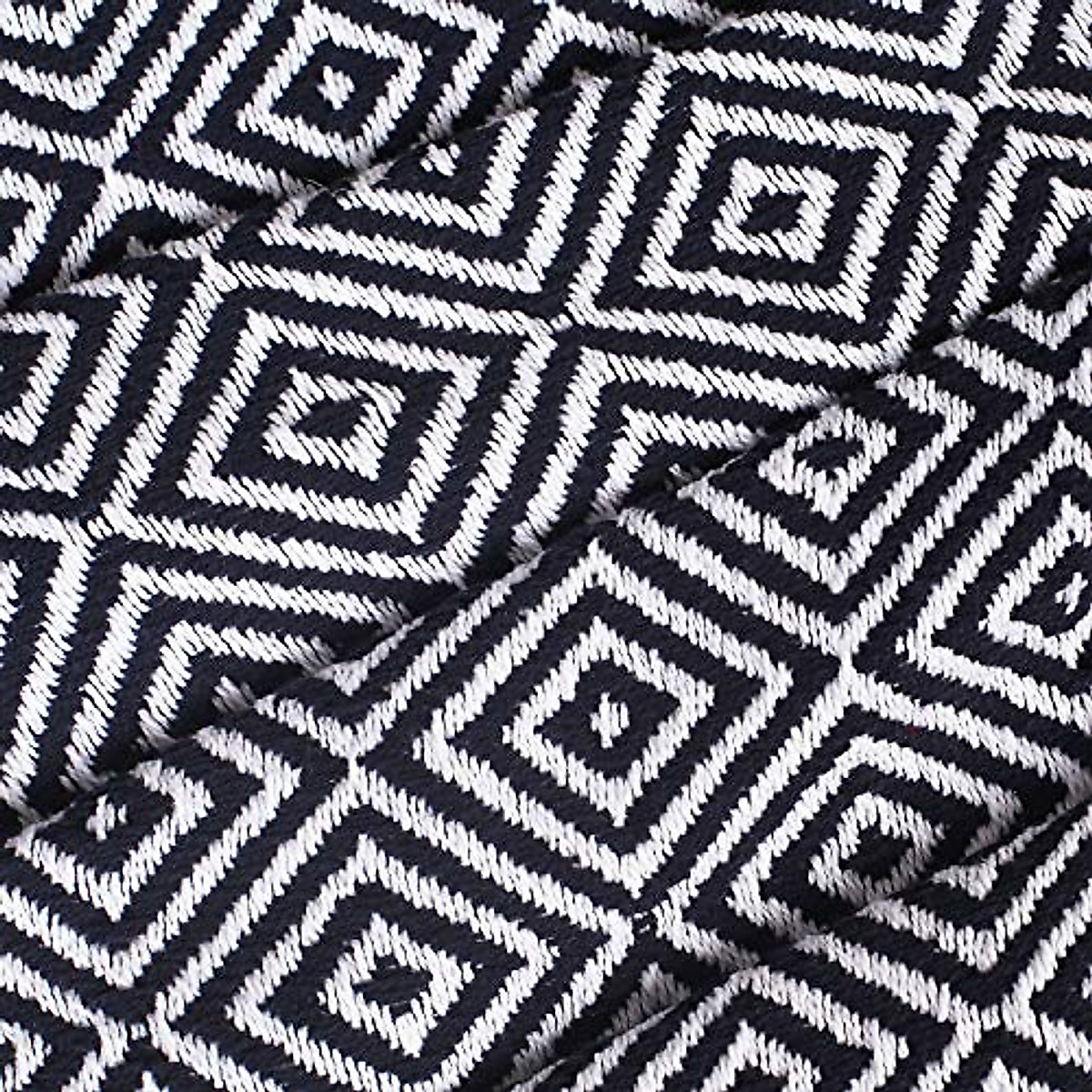 Throw Blanket With Fringes In Diamond Design 50x60 Inch - Navy White Cotton Throw For Sofa, Chair, Bed, & Everyday Use, Well crafted for durability, Farmhouse Throw,All Season Throw Blanket