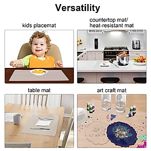 Thick Silicone Counter Mat Large 23.4"by15.6", Heat Resistant Mat for Kitchen Table/Countertop Protector/Non Stick Pastry Baking Mat Placemats, Silicone Mat for Crafts Kids, Super Kitchen Clear