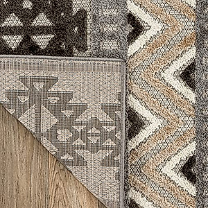 Rugshop Contemporary Geometric Bohemian Indoor/Outdoor Area Rug 5' x 7' Gray