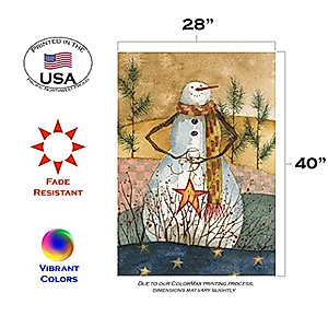 Toland Home Garden 1010497 Americana Snowman Winter Flag 28x40 Inch Double Sided Winter Garden Flag for Outdoor House Flag Yard Decoration