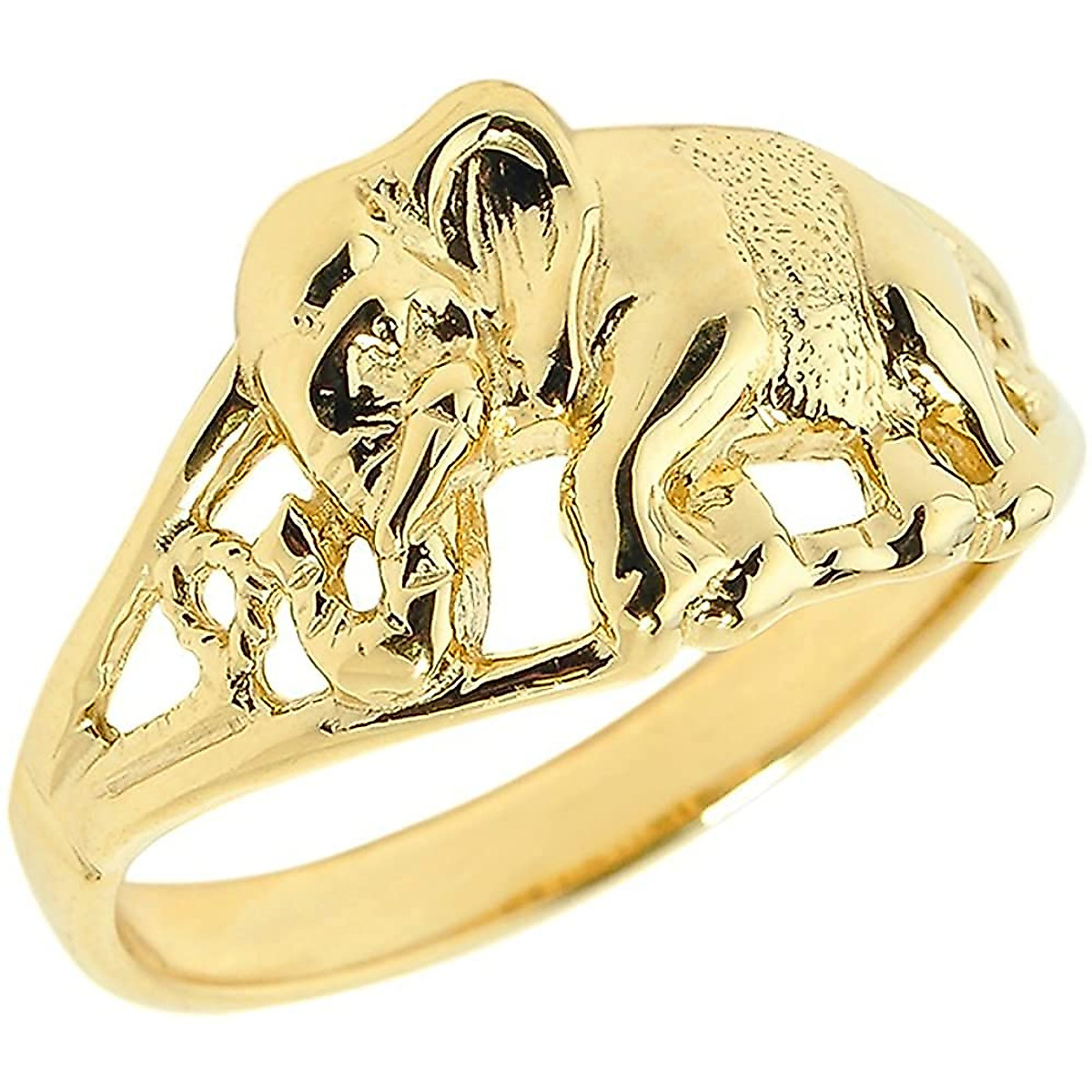 Animal Kingdom 10k Yellow Gold Indian Elephant Open Band Ring - Size 10