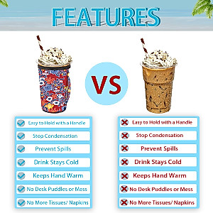 Iced Coffee Sleeve with Handle for Cold Drinks Allay Blossom Beverages Reusable Neoprene Coffee Insulator Sleeves Home Party Suppliess for 18-20oz Coffee Cups