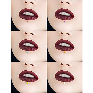 Gadeaila 48pcs 16G Lip Rings Stainless Steel Labret Monroe Lip Rings Nail Cartilage Tragus Helix Earrings Studs Ring Medusa Piercing Jewelry for Women Men 6mm 8mm 10mm