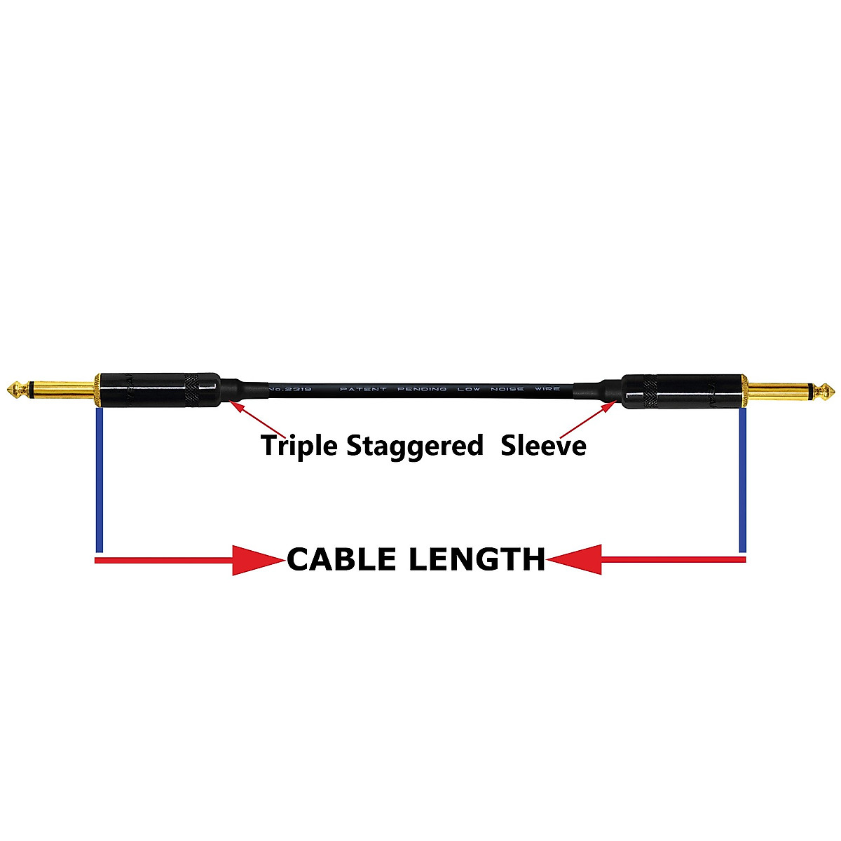 WORLDS BEST CABLES 3 Units - 9 Inch -Pedal, Effects, Patch, Guitar Instrument Cable Custom Made Made Using Mogami 2319 Wire and Neutrik-Rean NYS224BG Gold ¼ inch (6.35mm) TS Plugs