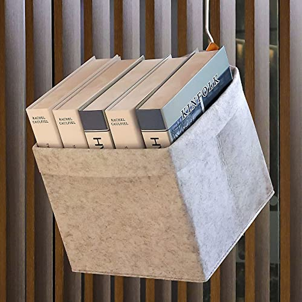 MILILOVE 3Pcs Felt Storage Basket 9x9.2x10.2" Cube, Fabric Cloth Storage Bin, Collapsible Organizer Basket with Handle for Cloth Toys Fordable Cloth Bin for Bedroom Playroom Office