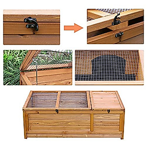 Ogrmar 38" x 13" x 24" Wooden Tortoise House Large Tortoise Habitat Enclosure Cage with Removable Bottom for Indoor & Outdoor Small Animals and Reptile