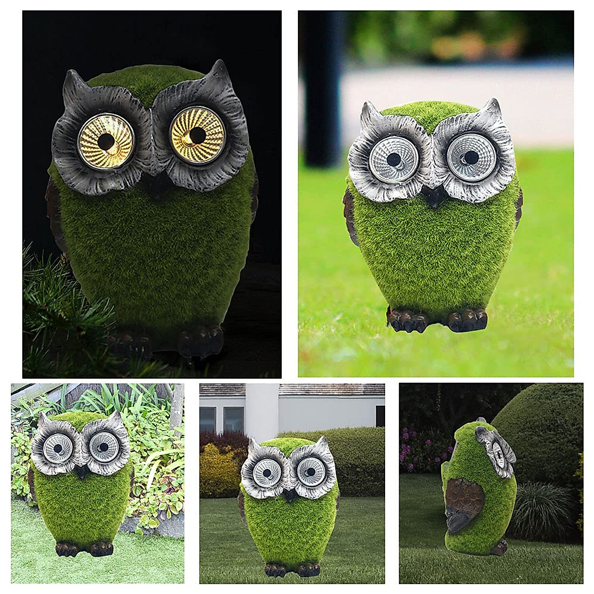 YOOLOOKY Solar Garden Lights Outdoor Owl Figurine with Luminous Eyes, Waterproof Garden Decorative Light for Courtyard Patio Pathway Lawn