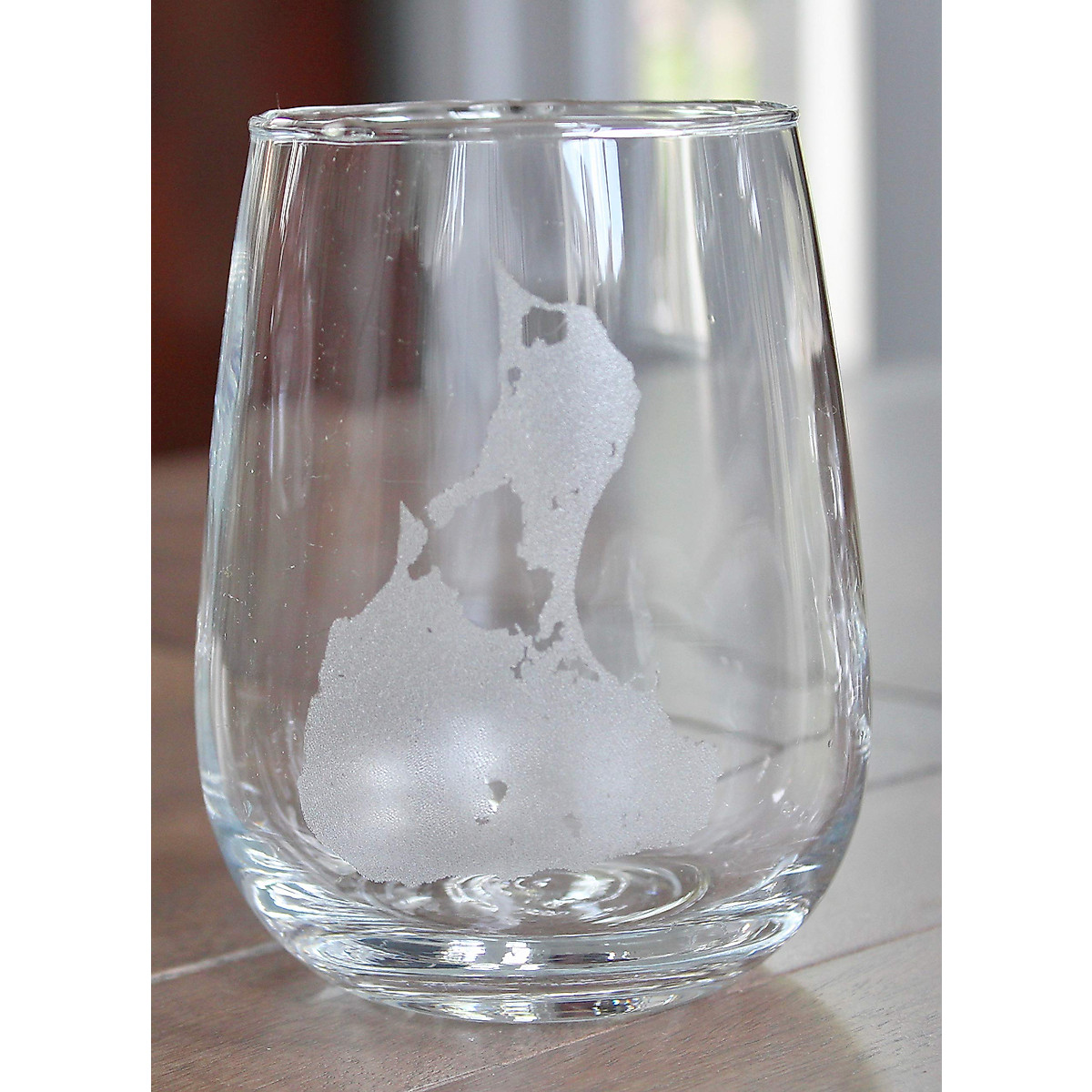 Block Island Map - Stemless Wine Glasses Set of 2