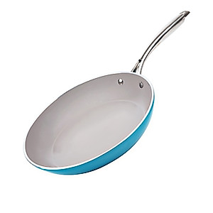 GOTHAM STEEL 12 Inch Frying Pan Skillet, 12 Inch Nonstick Frying Pan Skillet with Ceramic Coating, Non Stick Skillet, Large Skillet with Stay Cool Handle, Healthy, Oven & Dishwasher Safe-Ocean Blue