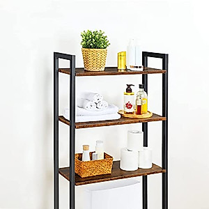 HOOBRO Over The Toilet Storage, 3-Tier Industrial Over Toilet Bathroom Organizer, Bathroom Shelves Over Toilet with Adjustable Feet, Easy to Assembly, Rustic Brown BF41TS01