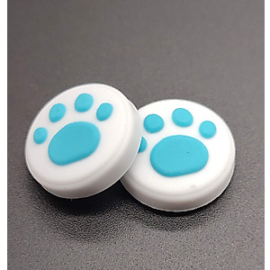 Silicone Analog Controller Thumb Stick Joystick Grips Cap for Switch NS & Switch Lite Controller Joy-Con ThumbStick Cute Cat Paw Claw (Blue + Green 2PCS)