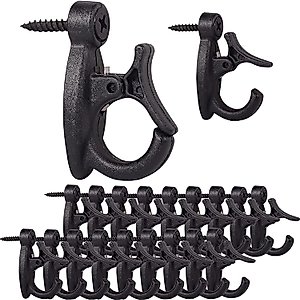 Lewufe Outdoor String Lights Hooks, Screw Hooks for Hanging Christmas Lights, Light Hanger Hooks for Patio Lights, Light Wire and Plants - Black, 20 Pack
