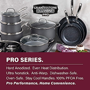 Granitestone Pro Pots and Pans Set 20 Piece Hard Anodized Complete Cookware + Bakeware Set with Ultra Nonstick Diamond Coating, Stainless Steel Stay Cool Handles, Oven Dishwasher & Metal Utensil Safe