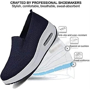 Fitsshoes Women Orthopedic Sneakers,Slip-On Light Air Cushion Mesh Shoes,Casual Breathable Walking Shoes with Arch Support (7.5, Pink)