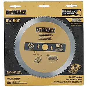 DEWALT Circular Saw Blade, 6 1/2 Inch, 90 Tooth, Vinyl Cutting (DW9153)