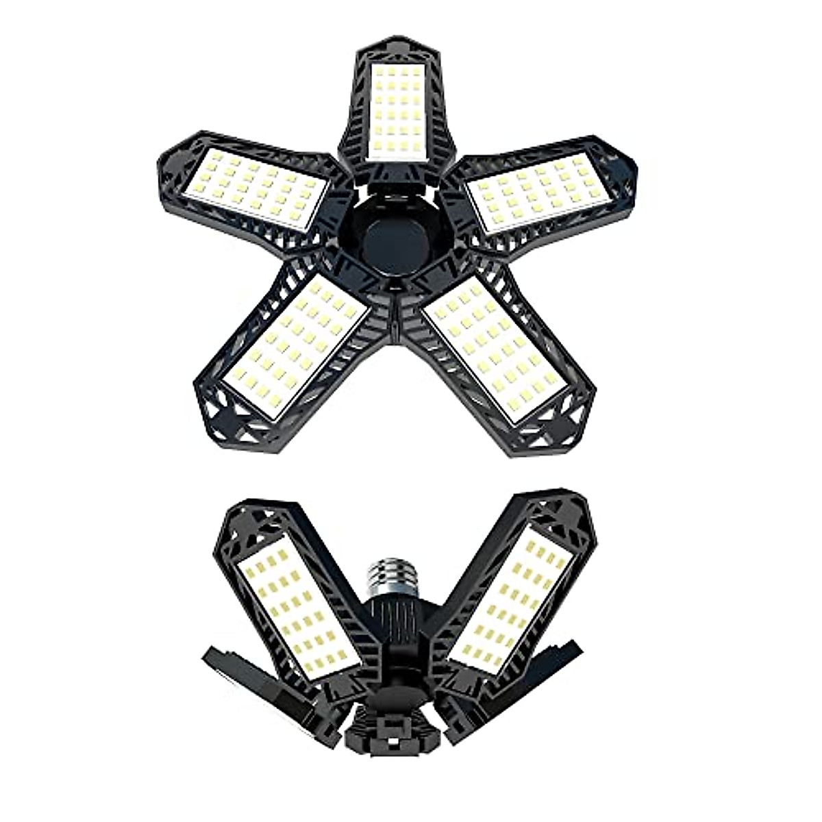 FAYIFASEN LED Garage Lights 2pack, Deformable Garage Lights Ceiling Light,150W Shop Adjustable LED with 5 Panels, 6500k Daylight for Basement Workshop Studio