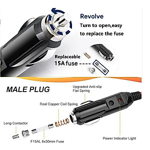 MJPOWER 12V/24V Car Charger Cable Compatible Ecoflow Delta/River Series,Bluetti EB55,Anker 757/767 and More XT60 Connector Solar Power Station,EF ECOFLOW Wave 2 Portable Air Conditioner DC Adapter