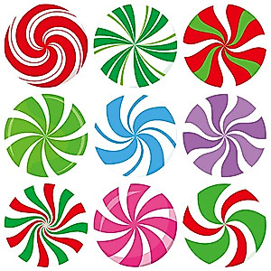 45 Pcs Double-Sided Peppermint Cutouts Colorful Candies Cut-Outs Bulletin Board Classroom Christmas Party Decorations