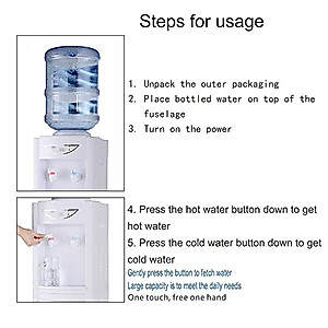 Water Cooler Dispenser 5 Gallon, Water Dispenser Hot & Cold Top-Loading Water Cooler for 5 Gallon Bottle with Child Safety Lock Removable Drip Tray & Storage Cabinet for Home Office