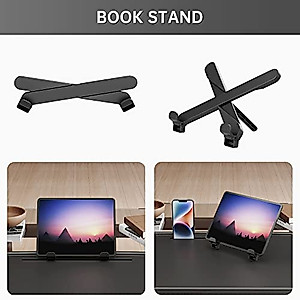 X TV Tray Table, Allpop Extra Large Adjustable TV Dinner Tray for Eating, Folding Laptop Table with Book Stand, Cup Holder & Tablet Slot for Bed & Sofa, Black