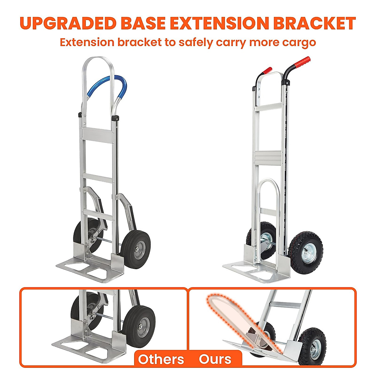 Oyoest Folding Hand Truck and Dolly,440 Lbs Capacity Portable Aluminum Luggage Cart with Telescoping Handle and Rubbers,Portable Dolly cart for Luggage/Personal/Travel/Mobile/Office Use.