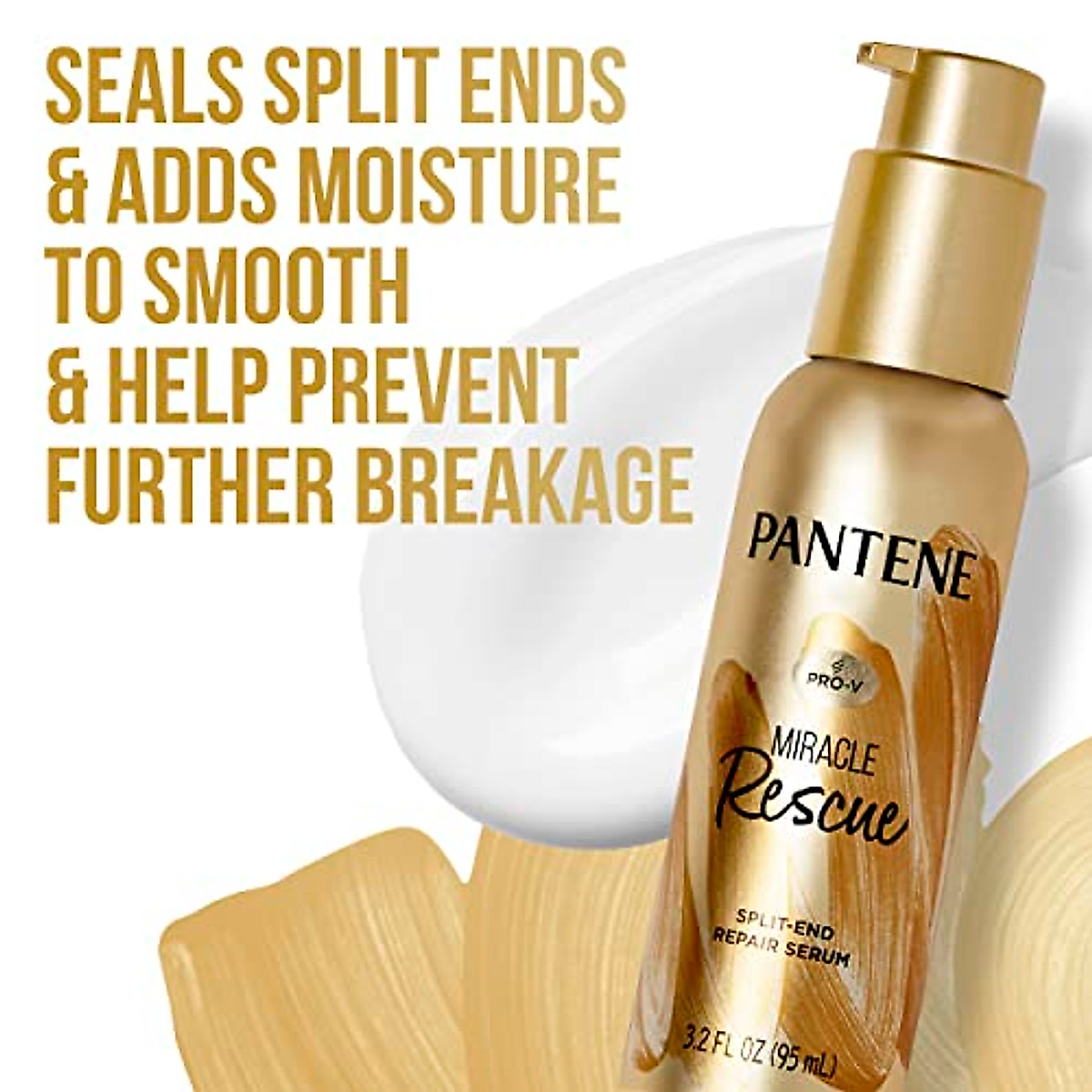 Pantene Hair Serum, Split Ends Hair Treatment, Hair Serum for Frizzy and Damaged Hair, Miracle Rescue, 3.2 oz