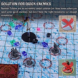 Numbered Markers Acrylic Creature & Monster Condition Rings Number from 1 to 30 Great DM Tool for Dungeons & Dragons, Pathfinder, D&D and RPG Miniatures