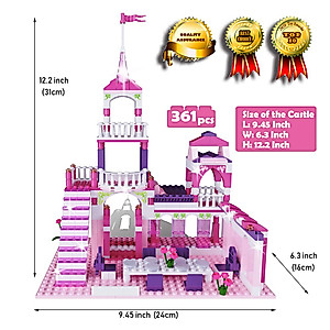 LEYI Girls Castle Building Blocks Toys for Girls 361 Pieces Princess Castle Construction Toys Set Building Bricks Toys for Kids Christmas Birthday Gift Education Building Blocks Toys