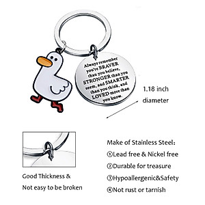 WSNANG Cute Duck Jewelry You are Braver Stronger Smarter Than You Think Keychain Duck Inspirational Gifts for Duck Lover (Duck Always KC)