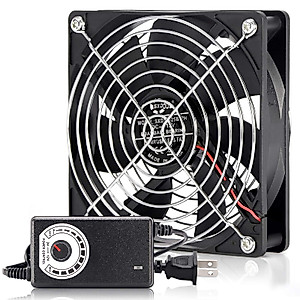 SXDOOL 120mm 110V 115V 120V AC Powered Fan with Speed Controller DC 3V to 12V, for Router Receiver DVR PlayStation Xbox Component Cooling